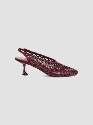 Proenza Schouler Tee 60mm Perforated Leather Slingback Pumps - Currant
