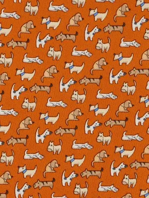 FERRAGAMO Dogs Print Silk Tie - Arancio