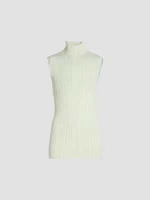Proenza Schouler Federica Micro Pleat Sleeveless Turtleneck Top
