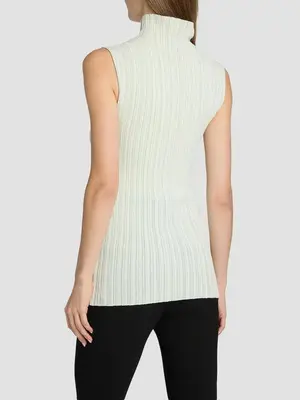 Proenza Schouler Federica Micro Pleat Sleeveless Turtleneck Top