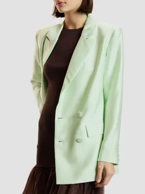 Cynthia Rowley The Breakers Double-breasted Wool-silk Blazer - Mint
