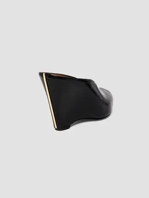 FERRAGAMO Alicia 95mm Patent Leather Wedge Mules