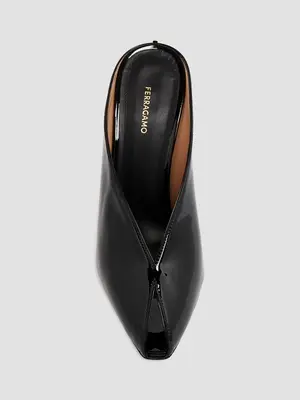 FERRAGAMO Alicia 95mm Patent Leather Wedge Mules