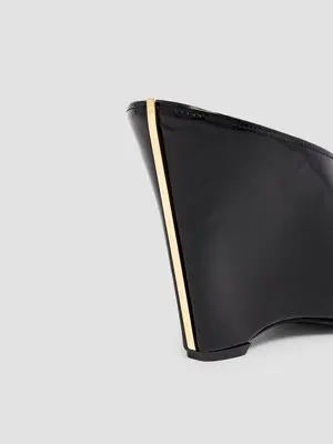 FERRAGAMO Alicia 95mm Patent Leather Wedge Mules