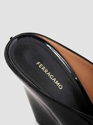 FERRAGAMO Alicia 95mm Patent Leather Wedge Mules
