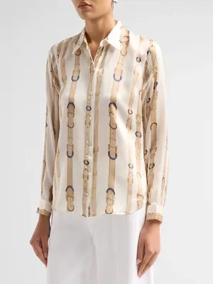 L'Agence Tyler Belt Print Silk Blouse
