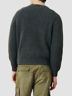 CORRIDOR Washed Cotton Rib-knit Crewneck Sweater