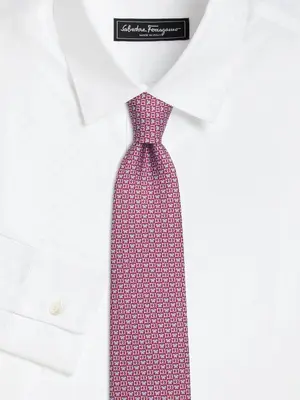 FERRAGAMO Brigitte Printed Silk Tie - Red