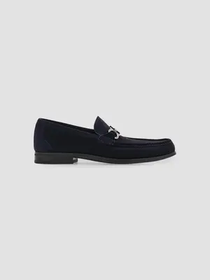 FERRAGAMO Gancini Suede Loafers - Navy