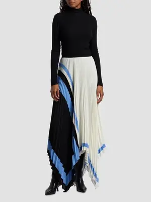 Proenza Schouler Emilia Striped Pleated Asymmetrical Midi-skirt