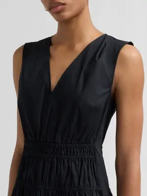 Proenza Schouler White Label Loren Smocked Poplin Midi-dress - Black