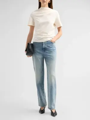 LE JEAN Willow Cotton-blend Draped T-shirt