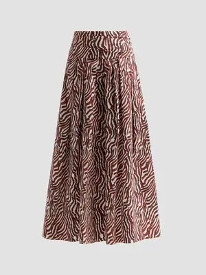 Proenza Schouler White Label Nessa Poplin Maxi Skirt - Rust Cream Multi