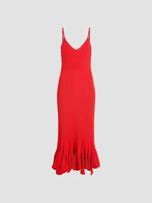Proenza Schouler Giuditta Ribbed Godet-hem Midi-dress