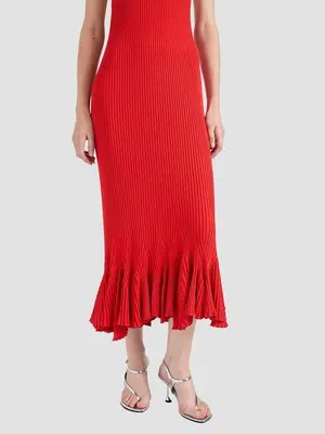 Proenza Schouler Giuditta Ribbed Godet-hem Midi-dress
