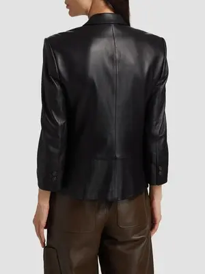 Vince Leather Shrunken Blazer