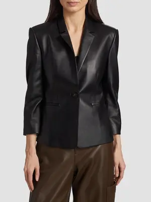 Vince Leather Shrunken Blazer