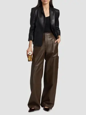 Vince Leather Shrunken Blazer