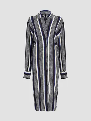 Proenza Schouler Amira Striped Silk Shirtdress - Black Multi