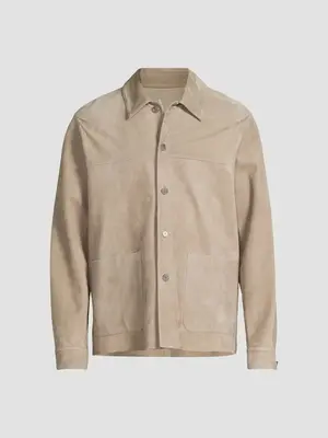 Vince Suede Button-front Shirt Jacket - Putty