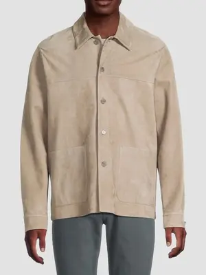 Vince Suede Button-front Shirt Jacket