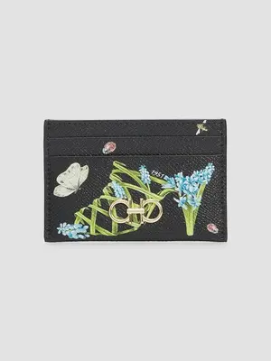 FERRAGAMO Gancini Eden Shoe Leather Card Case - Nero