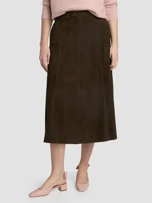 Vince Flared Suede Midi-skirt