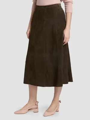 Vince Flared Suede Midi-skirt
