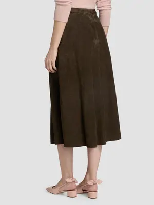 Vince Flared Suede Midi-skirt
