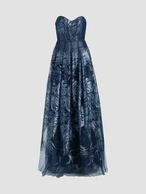 Rene Ruiz Collection Sequin-embellished Tulle Ball Gown - Navy Multi