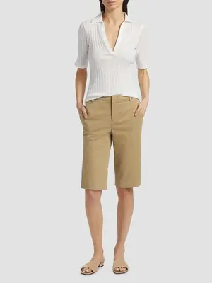 Vince Stretch-cotton Mid-rise Bermuda Shorts