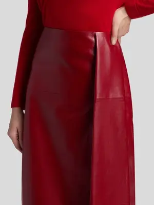 Co Scarf Pleat Leather Skirt - Cherry