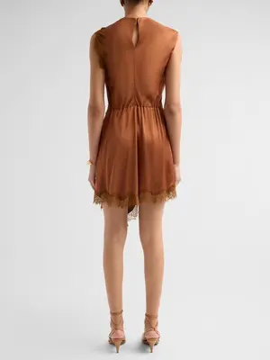 A.L.C. Dion Lace-trim Satin Mini Dress