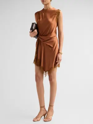 A.L.C. Dion Lace-trim Satin Mini Dress