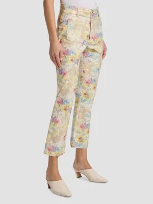 Cinq À Sept Ikat Bouquet Dorothea Floral Crop Jeans