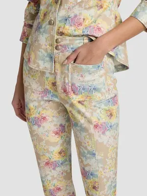Cinq À Sept Ikat Bouquet Dorothea Floral Crop Jeans