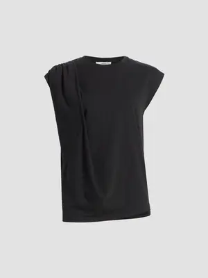 Vince Draped Cotton Top - Black