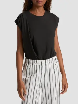 Vince Draped Cotton Top - Black