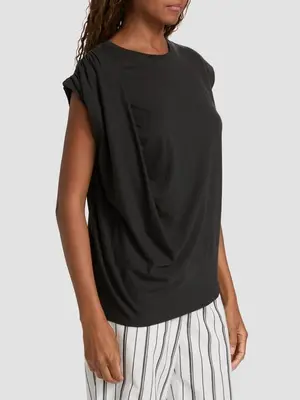 Vince Draped Cotton Top - Black