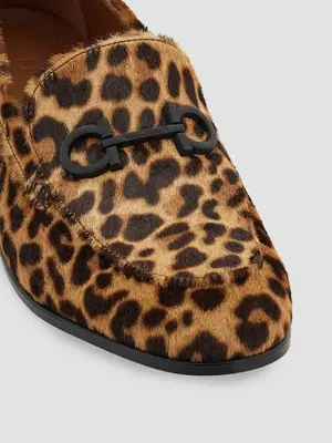 FERRAGAMO Soldy -print Calf Hair Leather Loafers