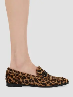 FERRAGAMO Soldy -print Calf Hair Leather Loafers