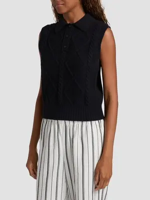 Vince Knit Wool-blend Polo Vest