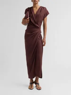 Proenza Schouler Bettina Linen-blend Draped Midi-dress
