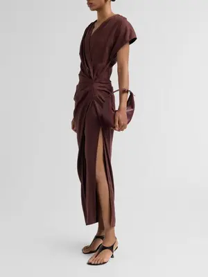 Proenza Schouler Bettina Linen-blend Draped Midi-dress
