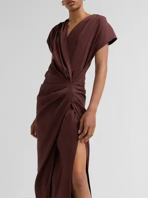 Proenza Schouler Bettina Linen-blend Draped Midi-dress