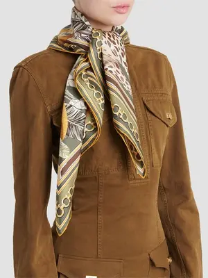 FERRAGAMO Leopard-print Silk Scarf