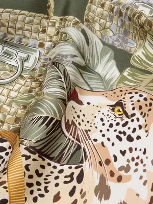 FERRAGAMO Leopard-print Silk Scarf