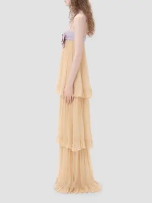 Valentino Garavani Embroidered Long Dress In Crepponne Chiffon