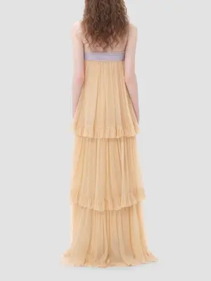 Valentino Garavani Embroidered Long Dress In Crepponne Chiffon