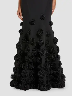 Mac Duggal Rose Appliqué Crêpe Mermaid Gown